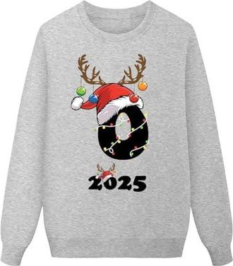 Generic Sweat-shirt de Noël assorti pour la famille, tenues familiales de Noël, motif de lettre de renne 2025, chapeau de Père Noël, chapeau de Père Noël, fan