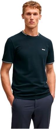 BOSS Hommes Taul T-Shirt en Coton Stretch avec Rayures et Logo