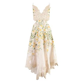 Zimmermann Gebl&uuml;mtes Leinenkleid mit Cut-Out-Details - - Dresses - Damen - Beige - M