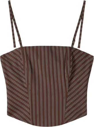 Patrizia Pepe Femme, Tops, Brun, Taille: 40 FR Popeline Stretch Bustier Top