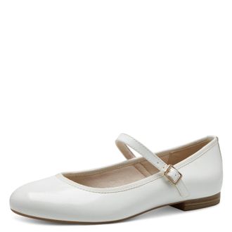 Marco Tozzi Damen Ballerinas mit Riemchen Vegan, Weiß (White Patent), 41 EU