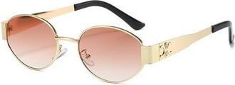 Generic Lunettes de soleil ovales rétro 2026 avec monture en métal pour conduite daviation masculine UV400, Or rose, Taille unique