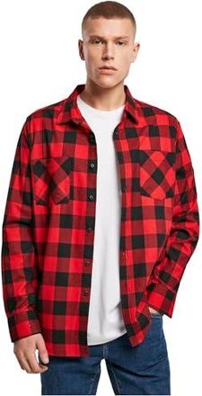 Build Your Brand Checked Flanell Shirt Homme, Noir/Rouge, XL