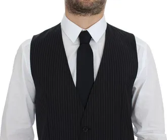 Dolce & Gabbana Mens Gray Stretch Formal Dress Vest Gilet Wool