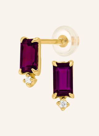 Leaf Ohrstecker Rhodolith Aus 14 Karat Gelbgold gold