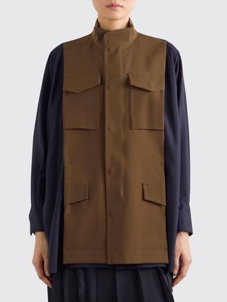 sacai Zweifarbiges Utility-Hemd aus Wolle und Baumwolle von mit Mandarinkragen und aufgesetzten Taschen