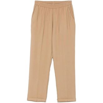Le Tricot Perugia Beige Tapered Hose mit Elastischem Bund - - Trousers - Damen - Beige - M