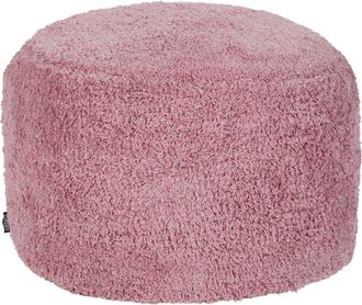 Beliani Pouf aus Baumwolle rosa 50 x 35 cm rund mit Griff flauschig Kandhkot