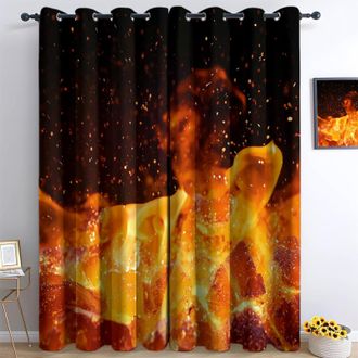 Generic Vorhang Blickdicht Vorh&auml;nge mit &Ouml;sen Gardinen Fantasie Flammen Deko &Ouml;senvorhang Dekoschal Dekogardinen f&uuml;r Schlafzimmer Wohnzimmer H183 x B117 cm (2er