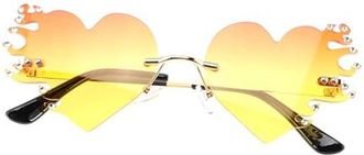 BESPORTBLE Lunettes de Soleil sans Monture de Coeur Verres Orange Fum&eacute; D&eacute;coration de F&ecirc;te Accessoire Photo pour Bal Plage et Pi&egrave;ce