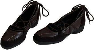 Generic JCVBN Chaussures de sport d&eacute;contract&eacute;es &agrave; talon bas pour femme - Bout rond - Lacets confortables - Semelle souple - Pour la marche et la course &agrave; pied