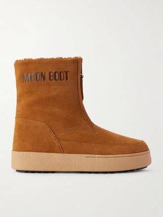 Moon Boot Lara Ankle Boots Aus Veloursleder Und Shearling - Braun