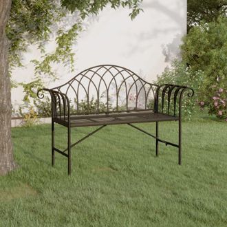 vidaXL Vidaxl - Banc de jardin 2 places 128 cm - Acier noir r&eacute;sistant aux intemp&eacute;ries - Dossier et accoudoirs pour confort - Dimensions 128x44,5x88 cm