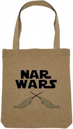 Fabulous Sac Shopping Tote Bag Aspect Lin - Nar Wars La guerre des Narvals Parodie Film Etoiles Science fiction - Sac de Courses Toile Epaisse 360g Beige Natur