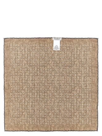 Brunello Cucinelli Silk Geometric Patterned Scarf - Grey