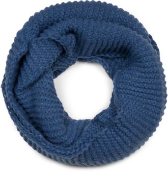 styleBREAKER Unisex Strick Loop Schal Einfarbig mit Wellenmuster, warmer Winter Strickschal, Schlauchschal 01018169, Farbe:Blau