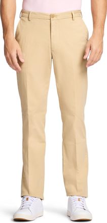 Izod Herren Chinohose mit Flacher Vorderseite, gerader Schnitt, Helles Khaki, 32W / 32L