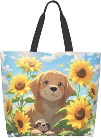 Generic SJOAOAA Grand sac &agrave; provisions unisexe r&eacute;utilisable portable de rangement fourre-tout fourre-tout sacs &agrave; main sacs &agrave; main, Dessin anim&eacute; Chien Paresseu