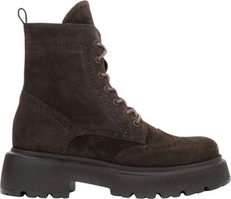 Estro & Luminara Hochwertige italienische Velours-Ankle-Boots mit folkloristischen Perforationen - - Shoes - Damen - Braun - 40 EU