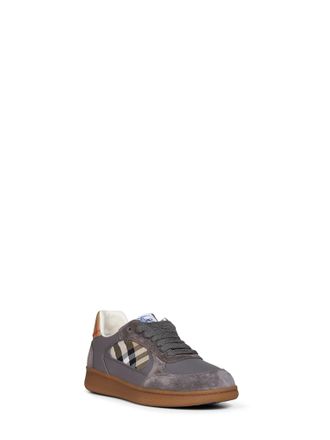 Burberry Mens Sneakers Terrace Leather Tower Grey-Sand Beige Calf Trainers
