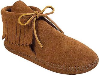 Minnetonka Bottines à franges classiques pour femme - Marron - Semelle souple marron, 38.5 EU
