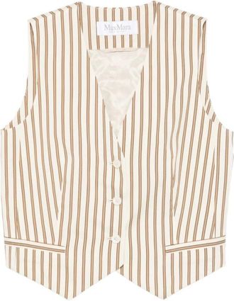 Max Mara Femme, Vestes, Beige, Taille: 36 FR Gilet a righe bottoni
