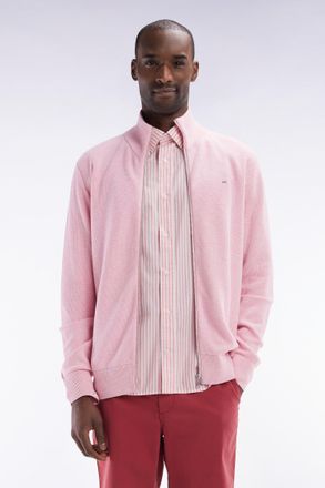 Eden Park Cardigan Zipp&eacute; En Coton Nid Dabeille Rose Coupe Droite