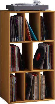 VCM Holz Schallplattenregal | Raumteiler | Ma&szlig;e H. 114 x B. 60 x T. 40 cm | Medienregal - Schaltino Buche