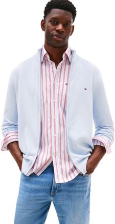 Tommy Hilfiger Herren Pullover mit Rei&szlig;verschluss Essential Cotton Zip Thru Stehkragen, Blau (Breezy Blue), XS