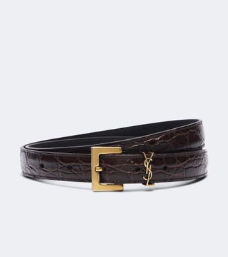 Saint Laurent Ceinture Cassandre en cuir fa&ccedil;on croco