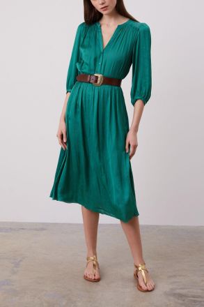 Gerard Darel Robe mi-longue en satin - JUNON - Vert