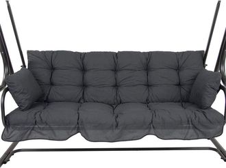 Patio Hollywoodschaukel Auflage 170x50 Bankauflage grau Gartenschaukelauflage Sitzpolster Rückenlehne mit 2 Kissen gesteppt Ravenna
