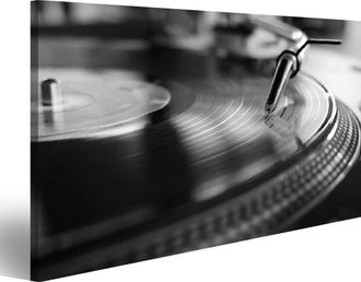 Islandburner Bild Bilder auf Leinwand Vinyl playeranalog Sound Technology for dj Playing digital musicclose up Audio Equipment for disc Jockey Black and White Wand