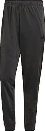 adidas Mens Big & Tall Essentials Warm-Up Slim Tapered 3-Stripes Tracksuit Bottoms, Dark Grey Heather/Black, X-Large/Tall