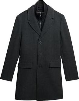 Superdry Manteau de ville &eacute;l&eacute;gant 2 en 1 pour homme, motif &agrave; chevrons, gris fonc&eacute;, taille XXL