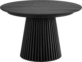Altobuy Altobuy - Table extensible ronde MDF placage ch&ecirc;ne noir - Pied central relief - 2 rallonges 40x120cm - Pour 8 convives - Dimensions 120/160/200 x 120