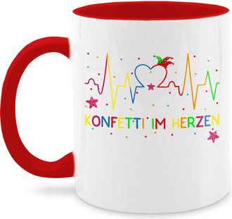 Shirtracer Tasse Tassen 325ml - Karneval & Fasching - Konfetti im Herzen Herzschlag I - 325 ml - Rot - karnevalstasse fasching- faschingstasse carnevale fasnetbe