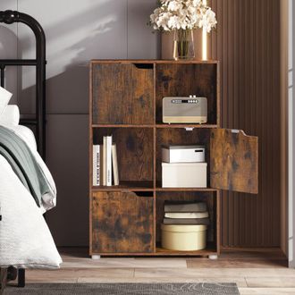 Woltu B&uuml;cherschrank B&uuml;cherregal, Aktenschrank mit 3 T&uuml;ren 6 F&auml;chern, Aufbewahrungsregal Raumteiler B&uuml;roregal, f&uuml;r B&uuml;ro, Arbeitszimmer, Wohnzimmer