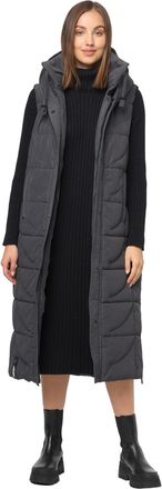 Navahoo Damen Winterweste lang gesteppte warme Winter Weste Stepp Kapuze B950 [B950-Brezel-Anthrazit-Gr.XS]