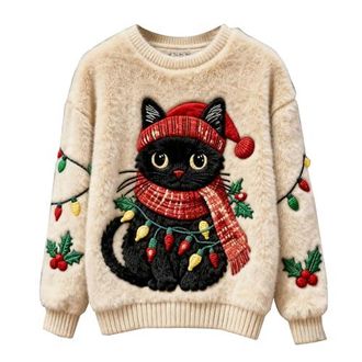 Generic Pull de No&euml;l pour femme - Grande taille - Haut &agrave; manches longues - Coupe ample - Doux et confortable - Chaud - Pour femme - Pull amusant pour f&ecirc;te de 