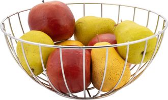 axentia Obstkorb aus verchromtem Eisendraht, silberfarbene Obstschale, Ø 29 cm