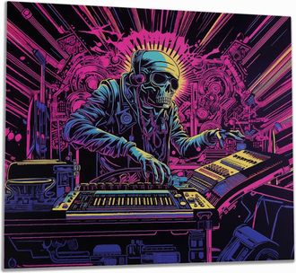 Wallario Herdabdeckplatte/Spritzschutz aus Glas, 1-teilig, 60x52cm mit 8mm hohen Füßen, für Ceran- und Induktionsherde, DJ der Unterwelt