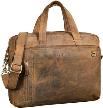 STILORD Ramon Premium Sacoche Cuir Homme Serviette Cuir V&eacute;ritable Sac Business daffaires Mallette Cartable Grande pour Ordinateur Portable 15 Pouces avec Band