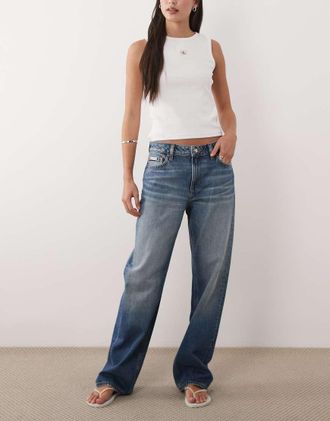 Calvin Klein Jeans Jean droit style ann&eacute;es 90 - Bleu clair d&eacute;lav&eacute;