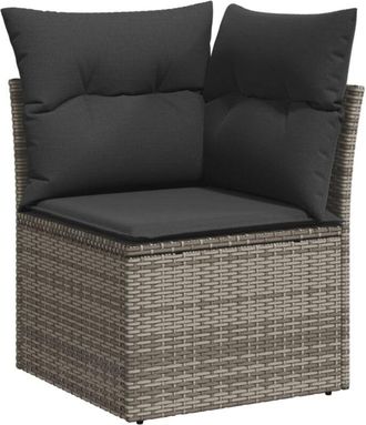 vidaXL Garten-Ecksofa mit Kissen Grau Poly Rattan vidaXL627515