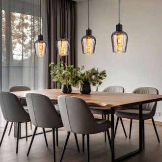 Globo Lighting Lampe suspendue lampe de table à manger lampe de salon verre fumée rétro suspension h 150 cm