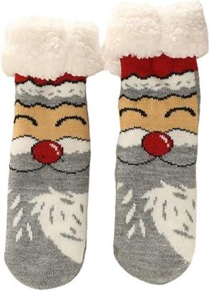 Generic Chaussettes de No&euml;l pelucheuses avec poign&eacute;es confortables pour les vacances dint&eacute;rieur pour femme (taille unique), gris, taille unique