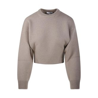 Alaia Pull Col Rond en Cachemire - Femme - Pulls - Beige - Taille: 36 FR