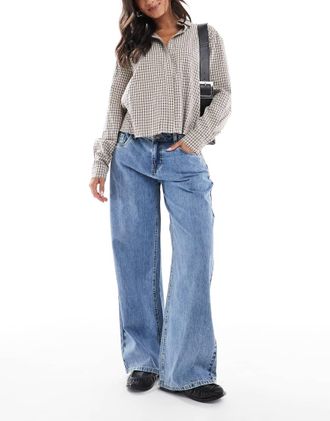 Daisy Street Riley - Lockere Jeans in Blau mit niedrigem Bund