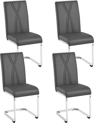 Yaheetech 4er Set Esszimmerst&uuml;hle Kunstleder Stuhl mit hoher R&uuml;cklehne K&uuml;chenstuhl Metallgestell Schwingstuhl f&uuml;r Esszimmer/K&uuml;che/Restaurant, Dunkelgrau